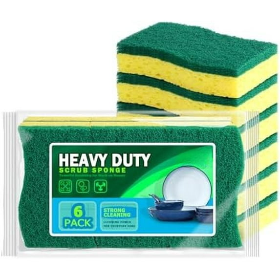 Sponges Kitchen, Heavy Duty Scrub Sponge, 6Count, Sponges for Dishes ...