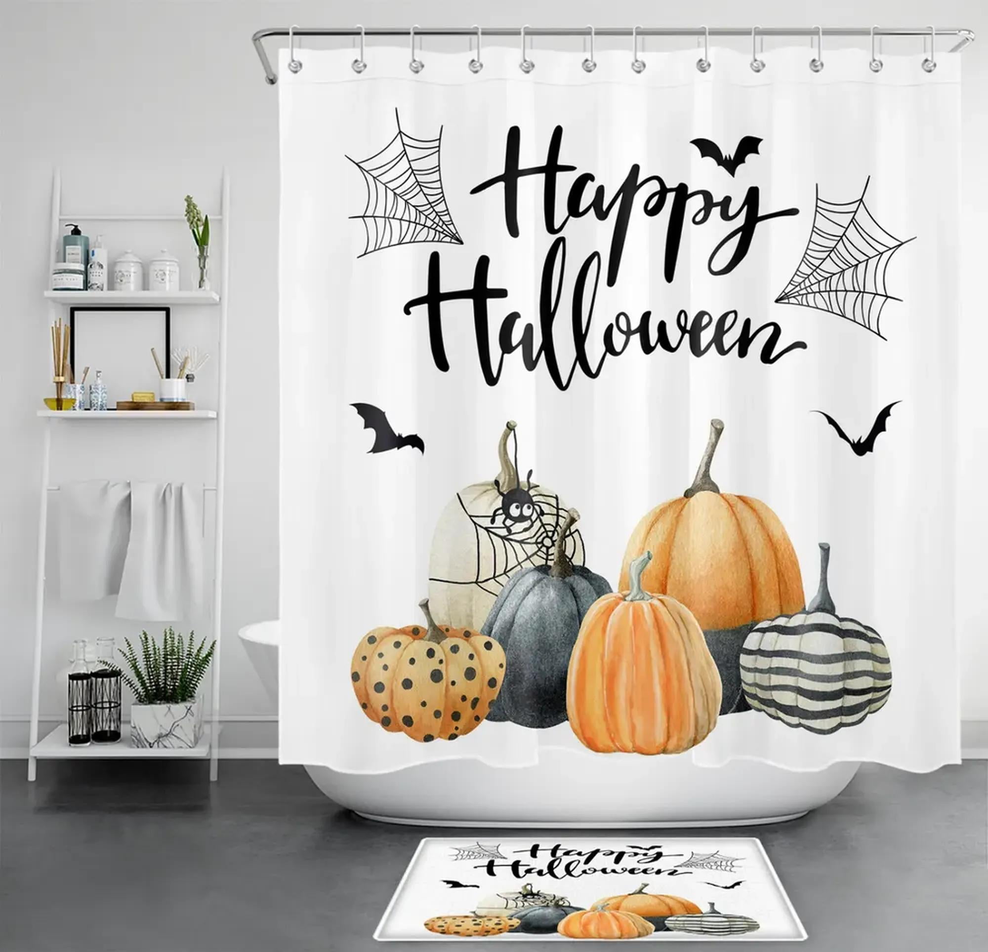 Spook Up Your Bathroom With Halloween Shower Curtain Set Orange