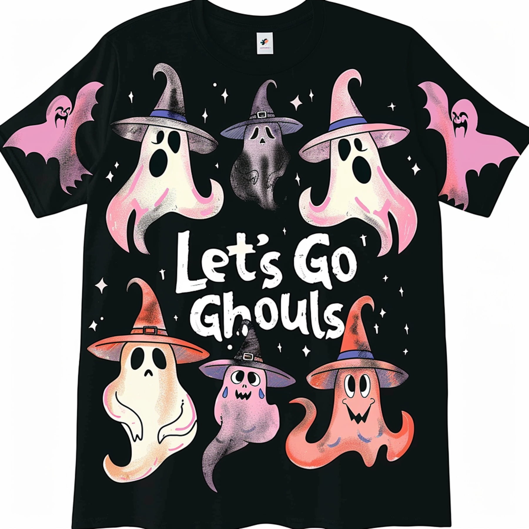 Spook tacular 'Let's Go Ghouls' Ghost Pattern T Shirt Cute Cartoon ...