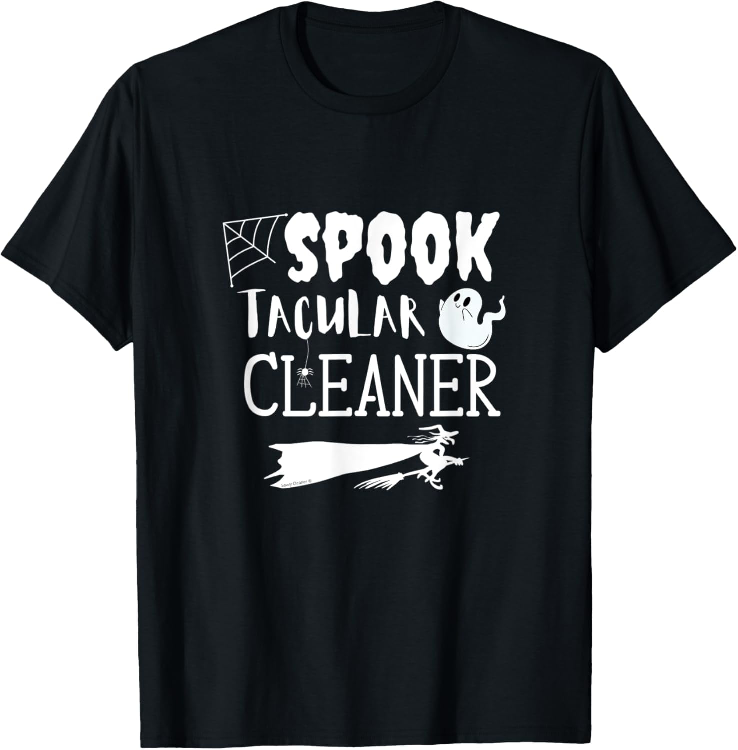 Spooktacular Cleaner Halloween Witch Broom Cleaning Lady Fun T-Shirt ...