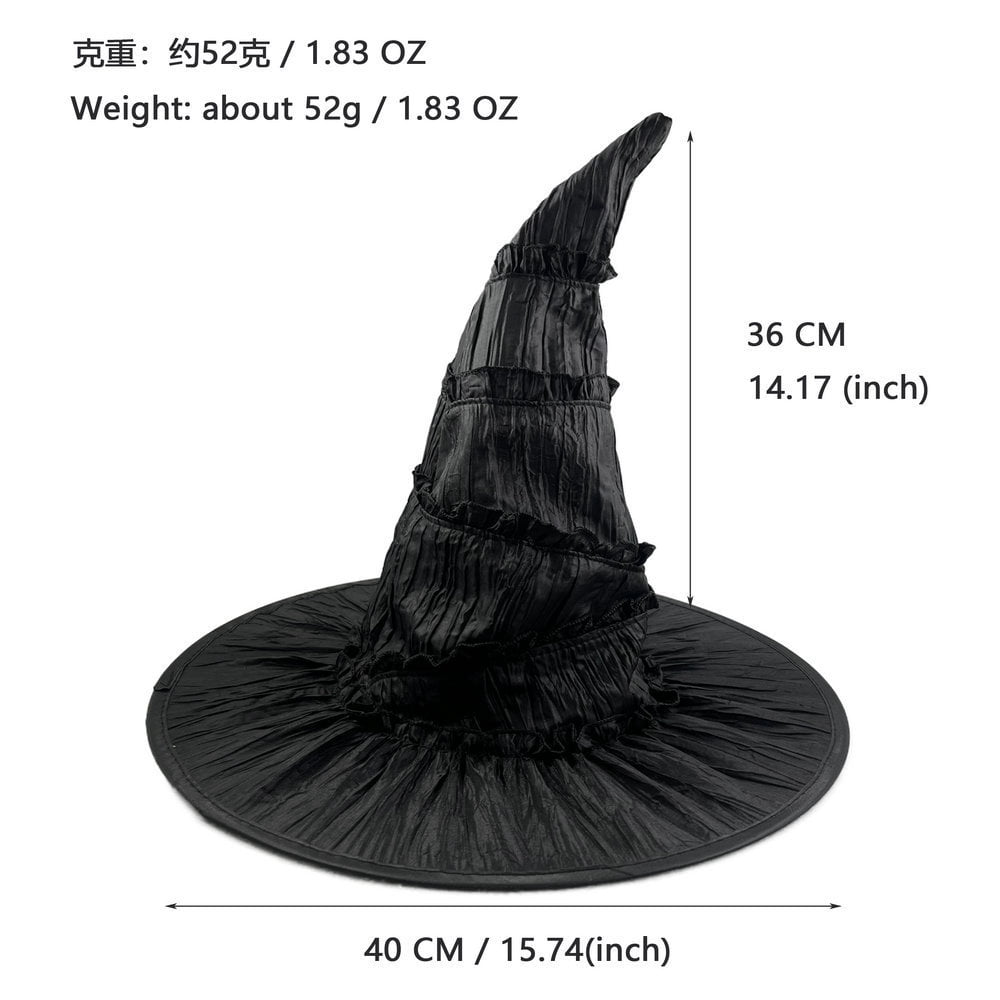 Spooktacular Creations Halloween Black Witch Hat, Soft Satin Witch Hat ...