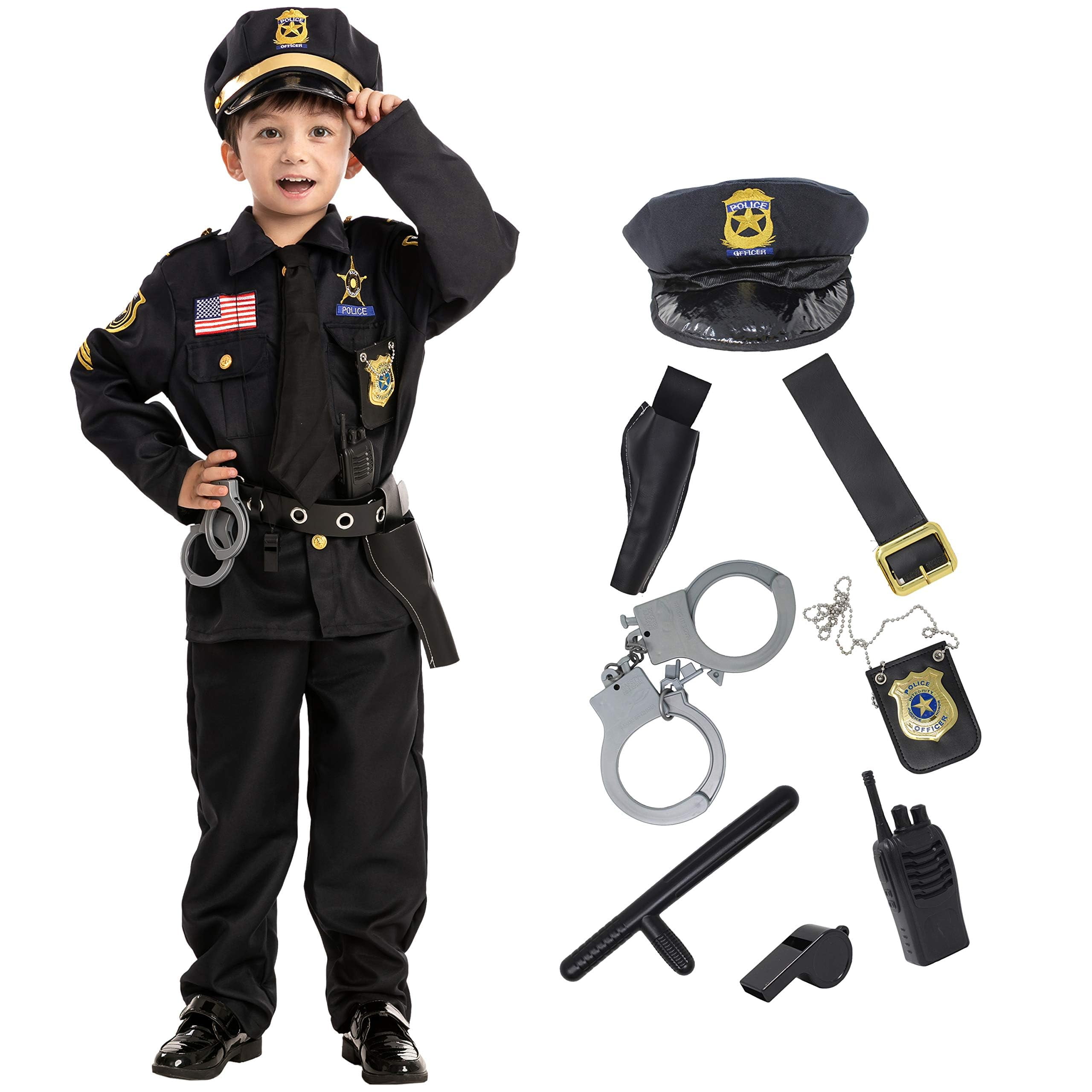 Spooktacular Creations Halloween Police Costume for Kids, Black Police ...