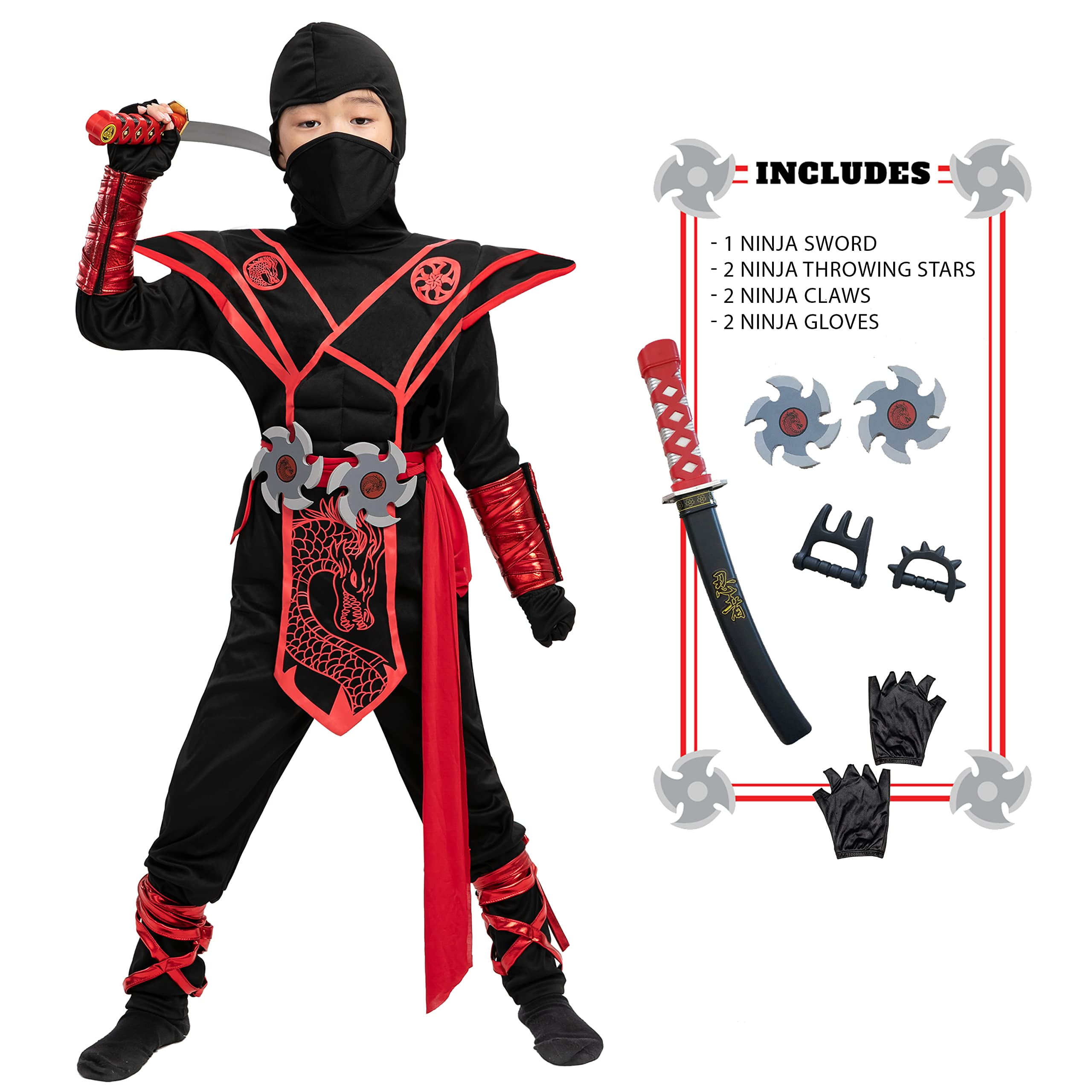 Spooktacular Creations Red Ninja Costume for Kids, Youth, Toddler ...