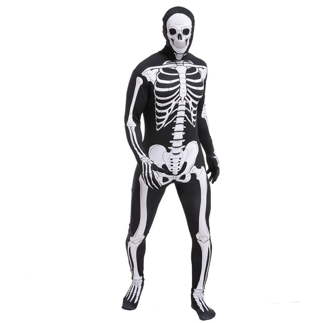 Spooktacular Creations Skeleton Bodysuit Halloween Men Costume with Hood for Adults Themed ...