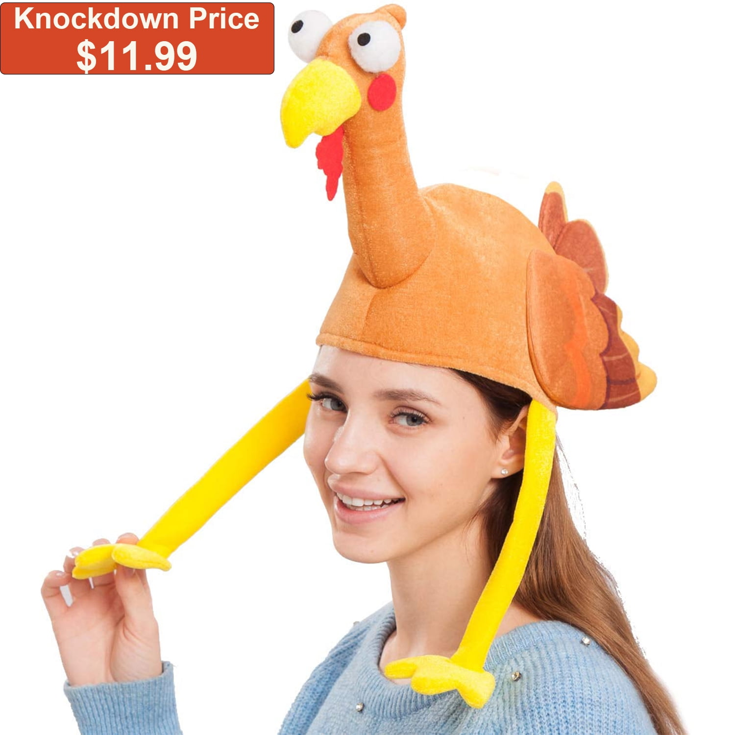 Spooktacular Plush Turkey Gobbler Hat with Long Neck for Happy ...