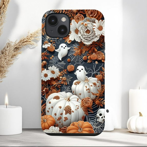 Spooky Autumn Aesthetic MagSafe Phone Cover with a Cute Halloween Ghost ...