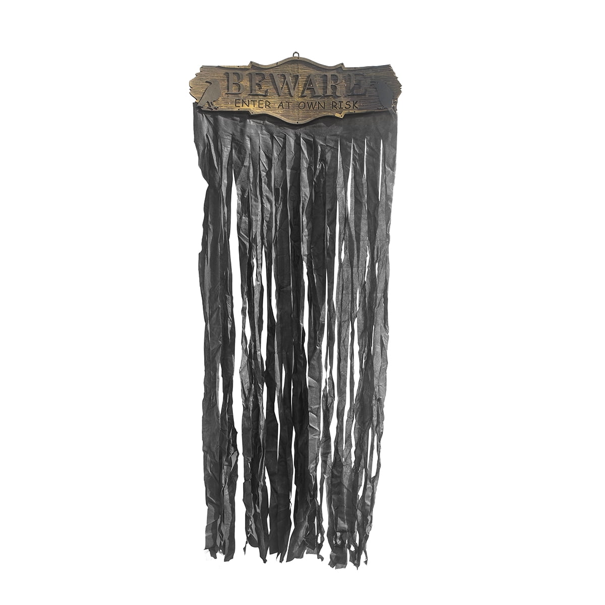 Spooky Beware Curtain Light Up Haunted House Prop LED Crow Scary ...