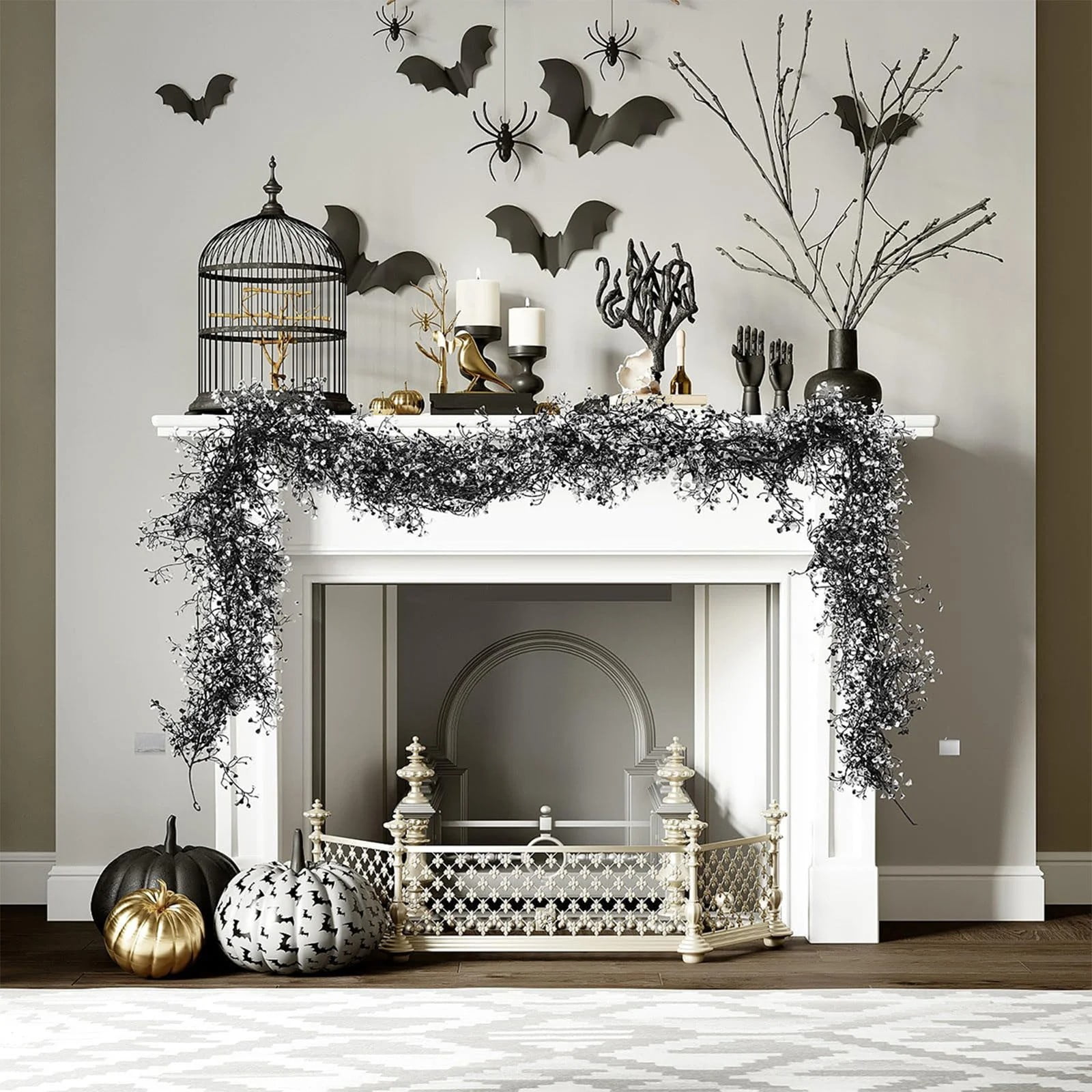 Spooky Black Halloween Garland: Ultra-Dense Woven Vine Structure for ...