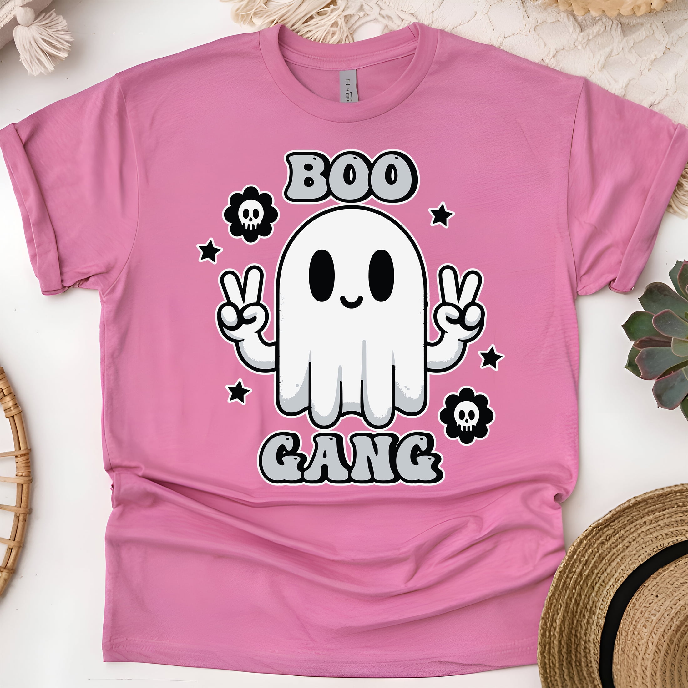 Spooky Boo Gang T-Shirt | Peace Sign Ghost Halloween Shirt for Women ...