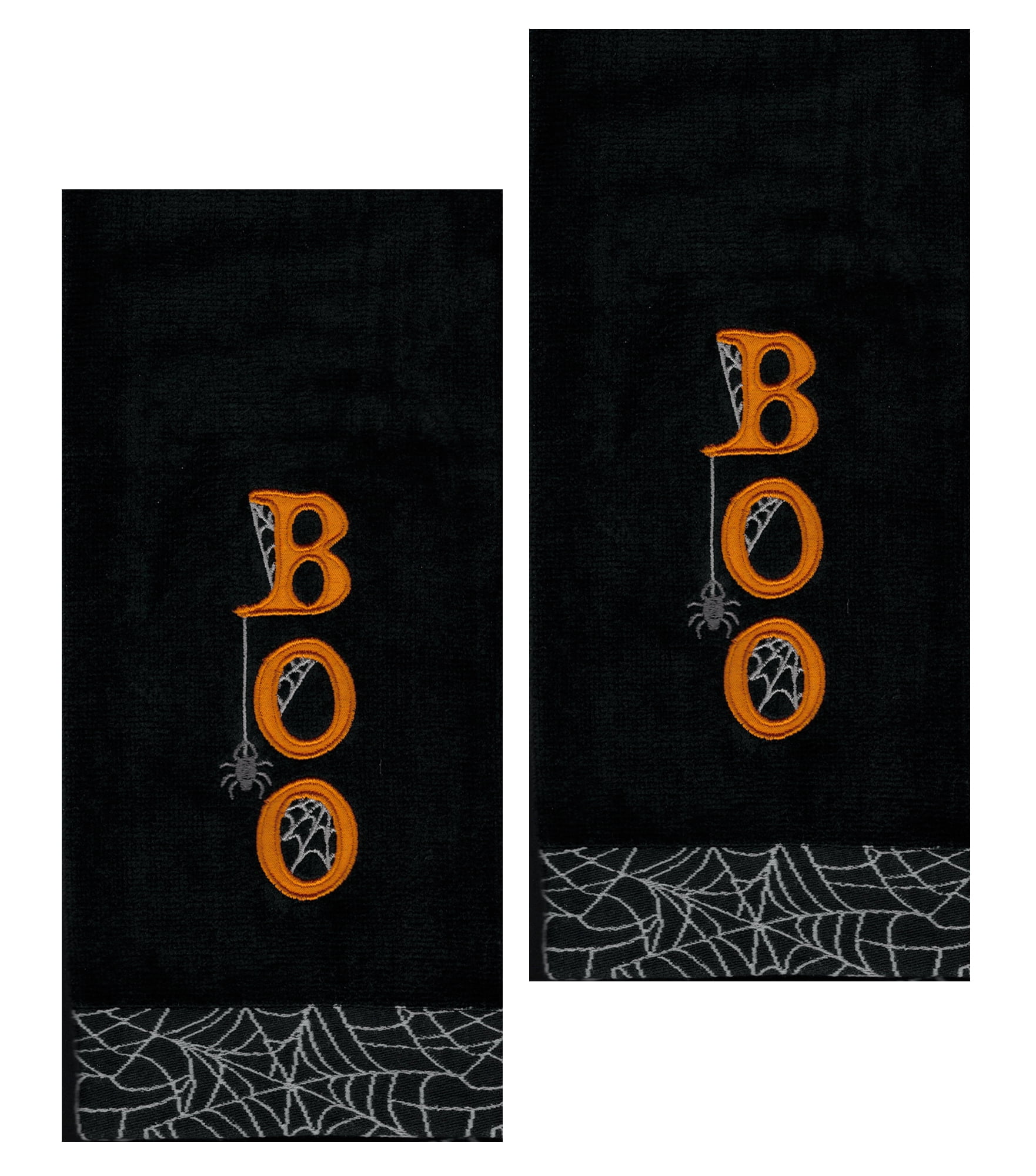 Spooky Boo Halloween Black Bath Hand Towels 2-Piece Celebrate Together ...