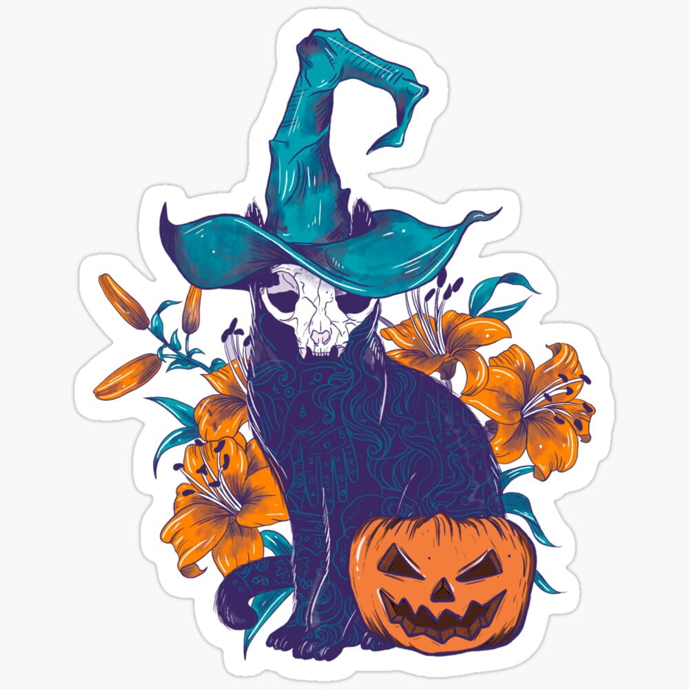 Spooky Cat Familiar Sticker Phone Decal Water Bottle Stickers Car ...