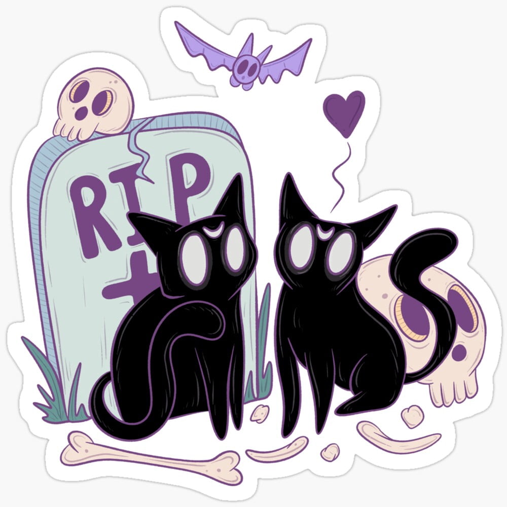 Spooky Cats Sticker Phone Decal Water Bottle Stickers Car Decals ...