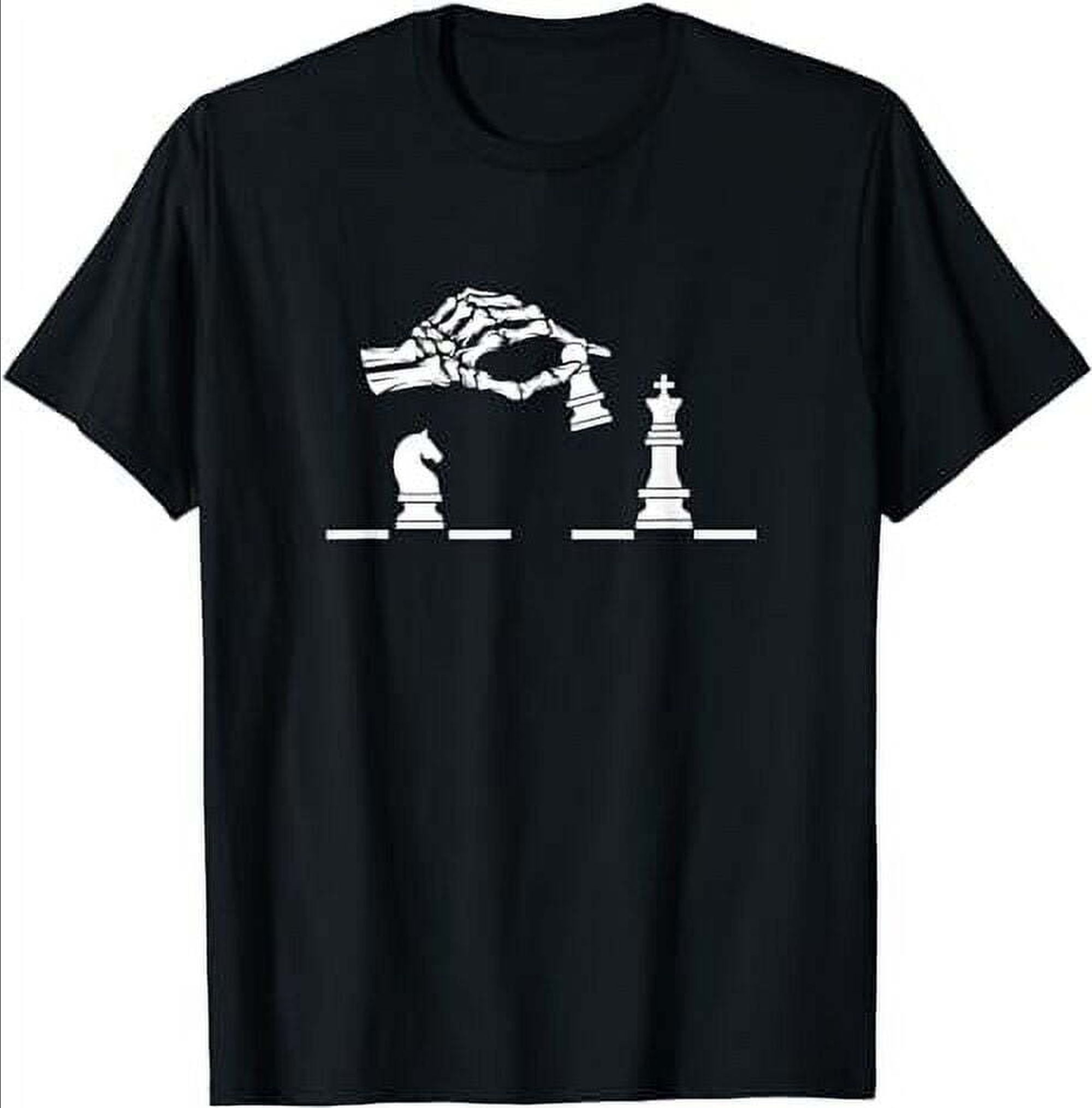 Spooky Chess Game Unique Graphic Design T Shirt With Skeleton Hands 0307