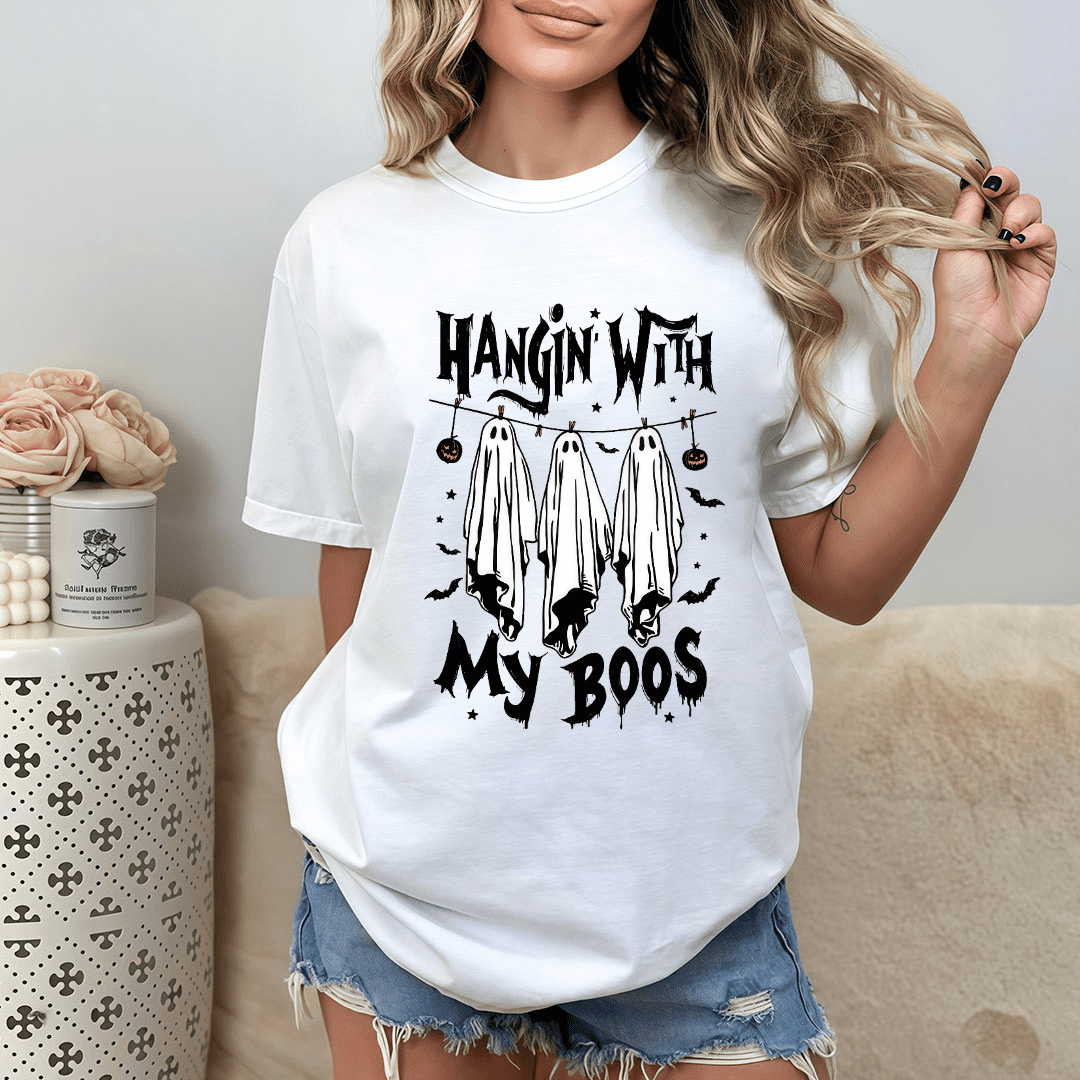Spooky Chic Halloween Tee Print Ghost Trio on a Line, Jack - o ...