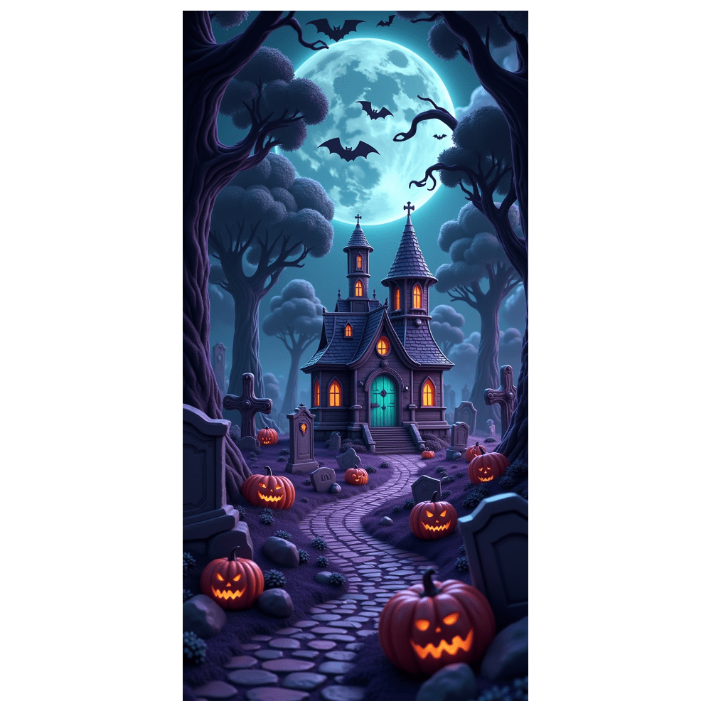 Spooky Church Banner Halloween Graveyard Pumpkin Decoration for Haunted ...
