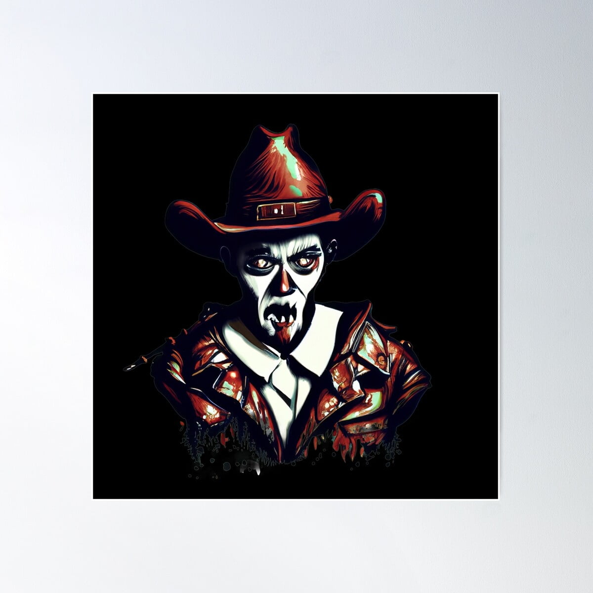Spooky Cowboy In Autumn Poster Wall Art, Modern Wall Decor For Living ...