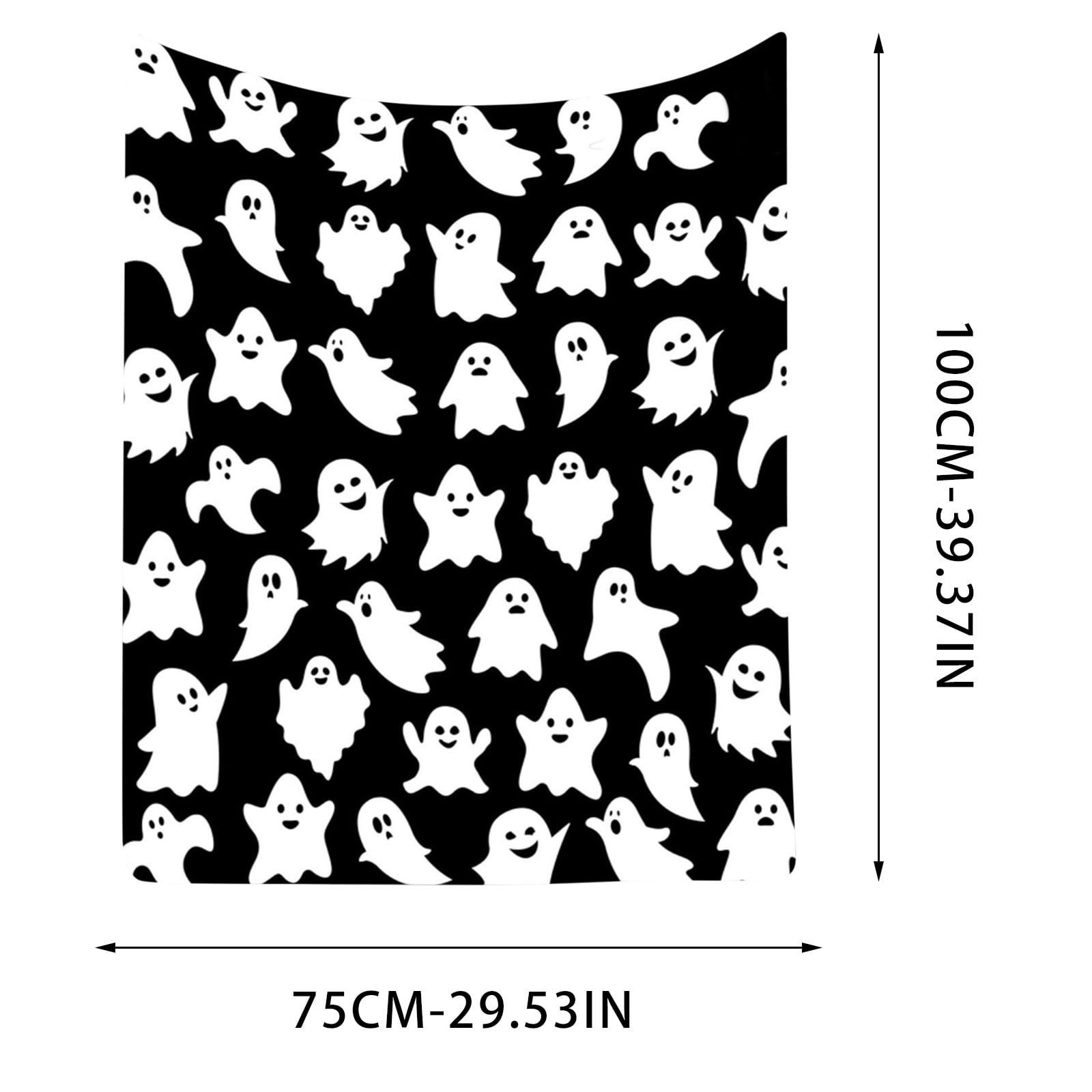 Spooky Cozy Blanket for Adults – Velvet-Like Halloween Shawl with Ghost ...