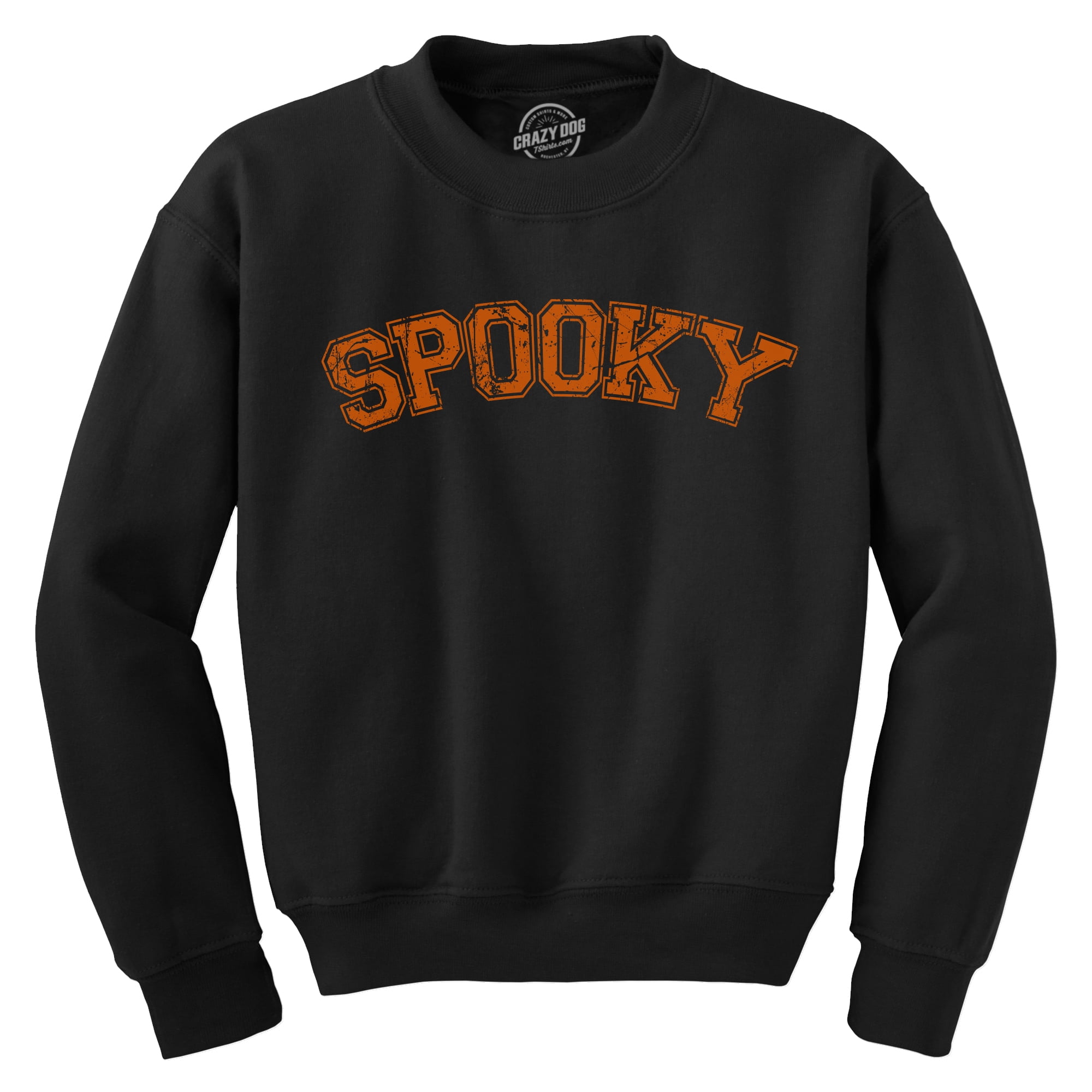 Spooky Crewneck Sweatshirt Funny Halloween Varsity Lettering Joke ...