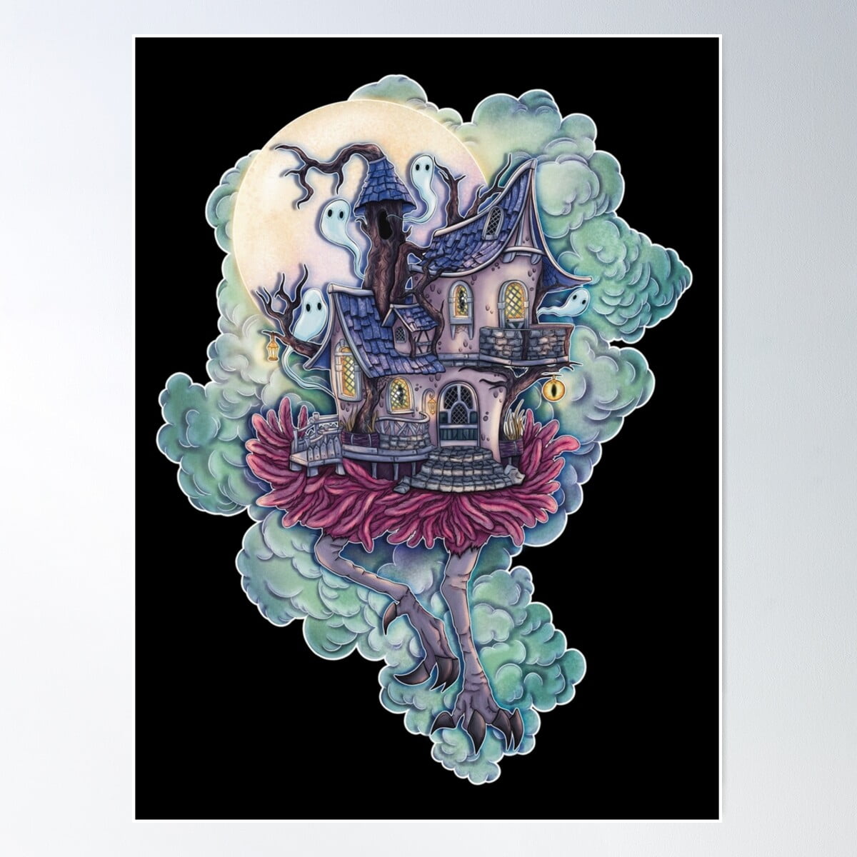 Spooky Cute Baba Yaga'S Hut Poster Wall Art, Modern Wall Decor For ...