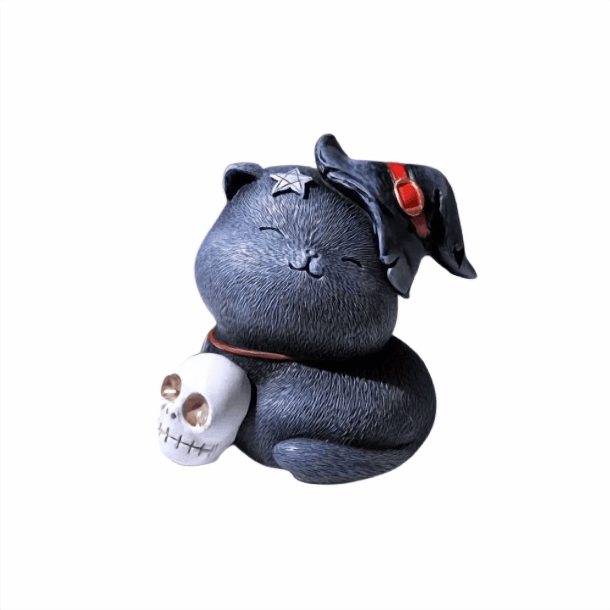 Spooky Cute Halloween Cat Figurines – Goth Resin Decor Set for Shelf ...