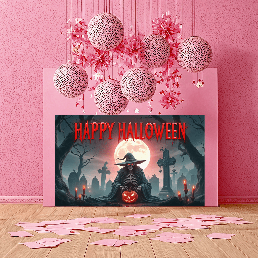 Spooky Design Happy Halloween Gothic Skeleton Theme Creepy Decoration ...