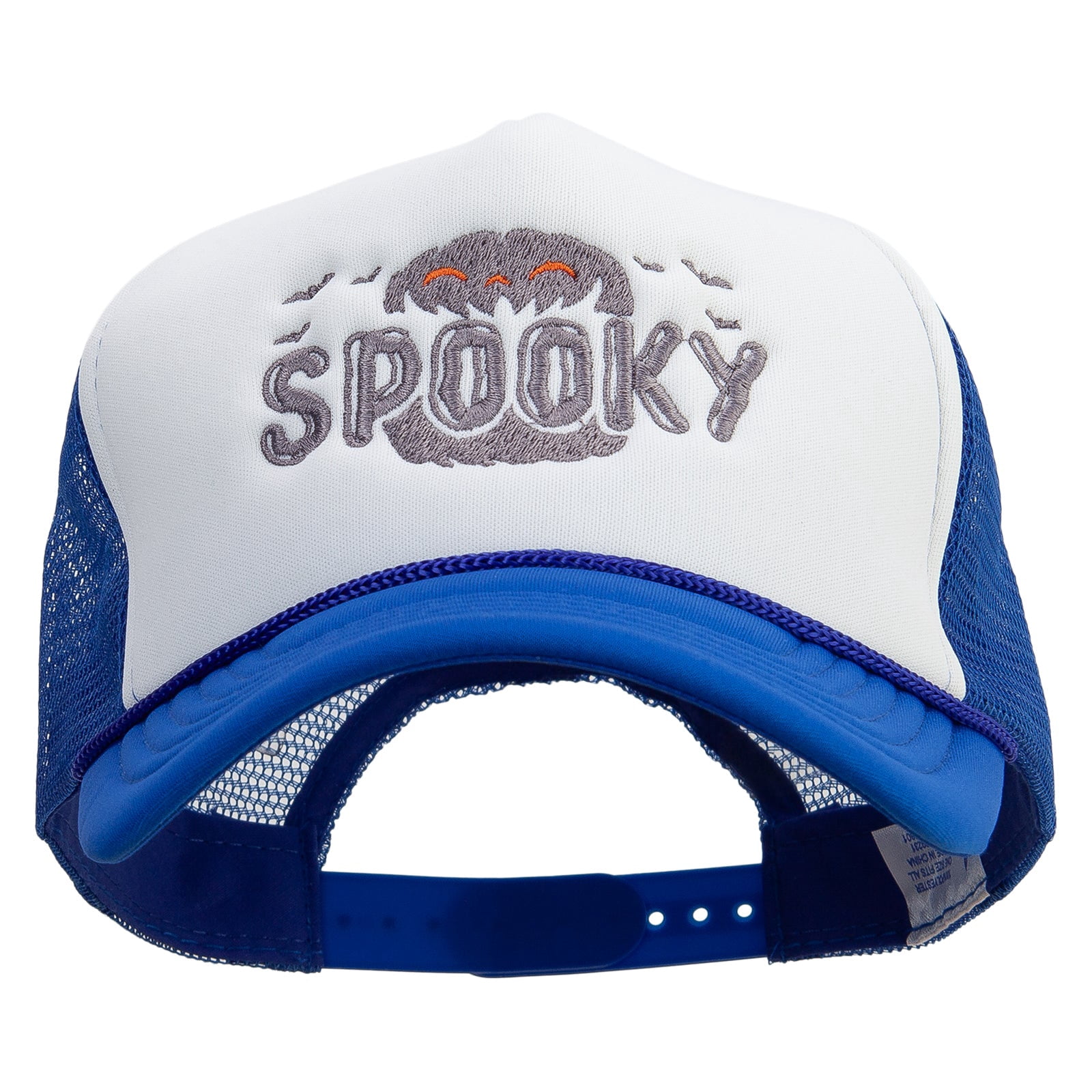 Spooky Embroidered Summer Foam Mesh Trucker Cap - Royal White OSFM ...