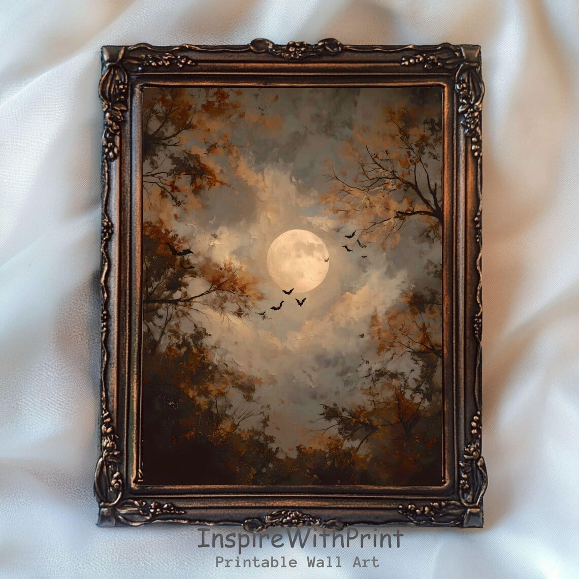 Spooky Full Moon Poster, Moody Moon Art, Haunted Dark Academia Spooky ...