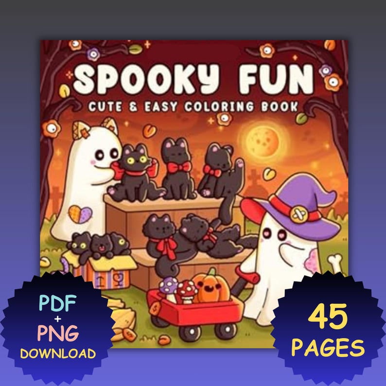 Spooky Fun Coloring Book | 45 Cute Halloween Pages | Bold & Easy Adult ...