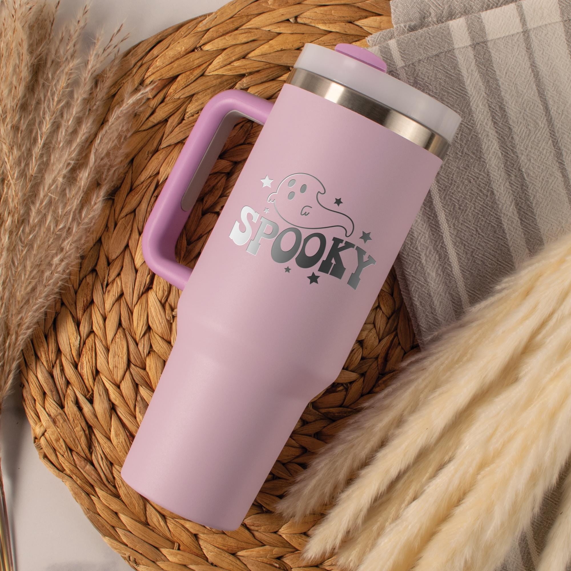 Spooky Ghost 40oz Tumbler 1 Side Laser Engraved Water Bottle Travel ...