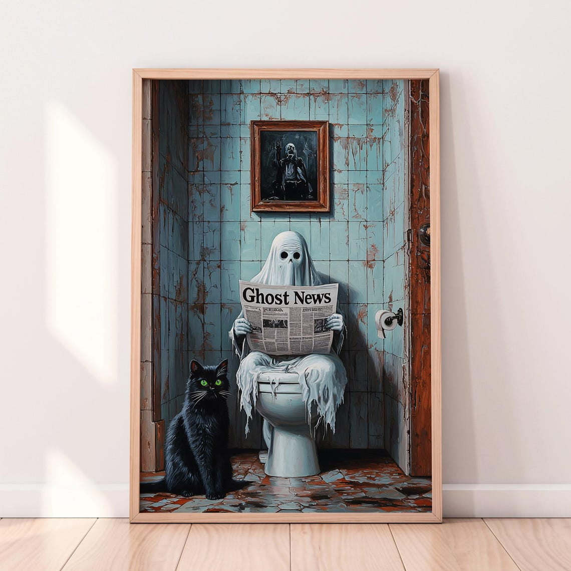 Spooky Ghost Bathroom Art – Funny Wall Decor, Gothic Restroom Print ...