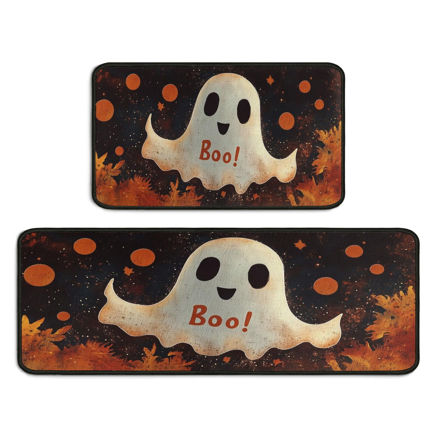Spooky Ghost Boo Happy Halloween () Kitchen Mats Sets Of 2 Kitchen Rugs ...
