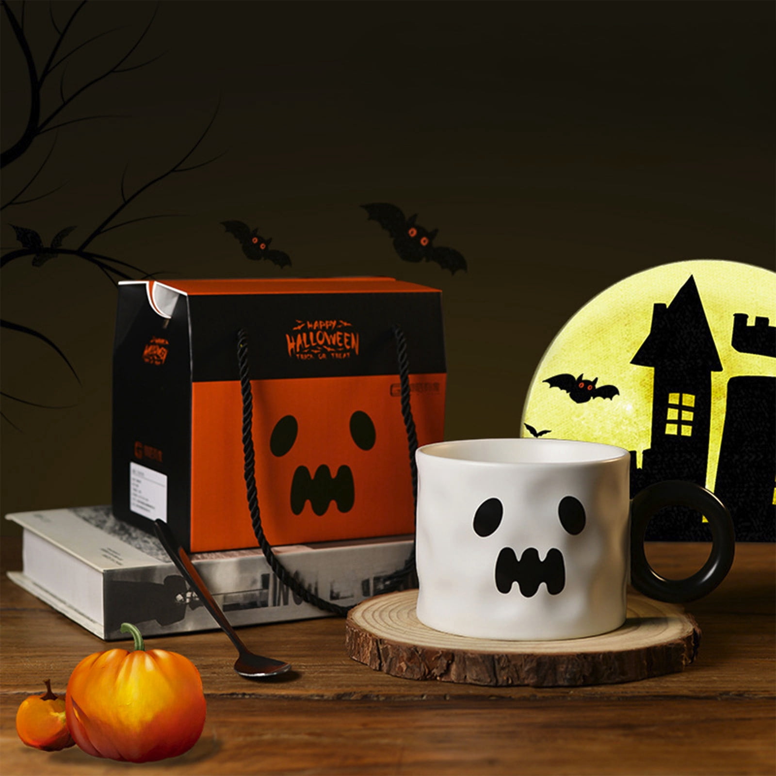 Spooky Ghost Coffee Mug-Halloween Themed Drinkware With Spoon,Halloween ...