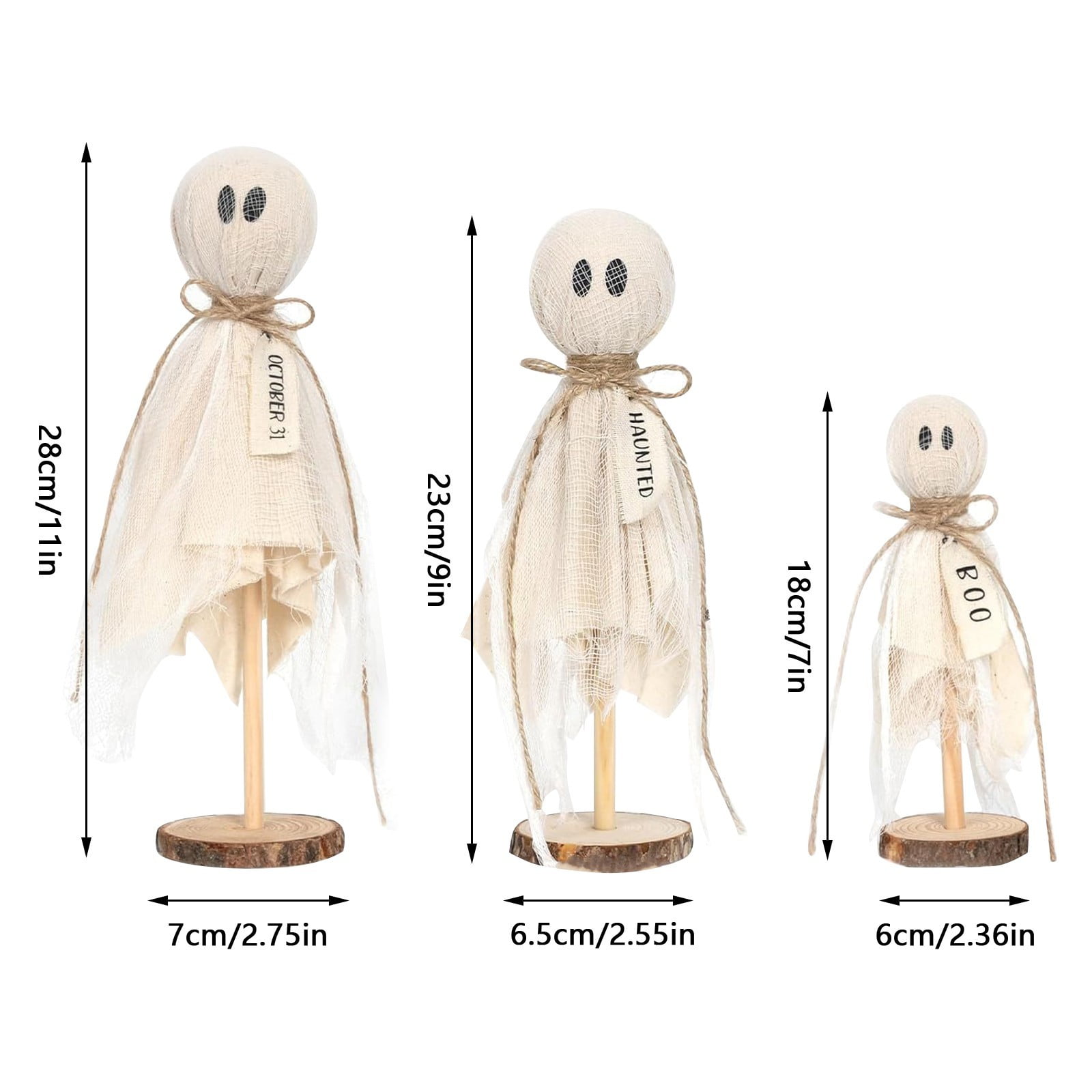 Spooky Ghost Decor - Halloween Decor, Wooden Ghost Halloween ...