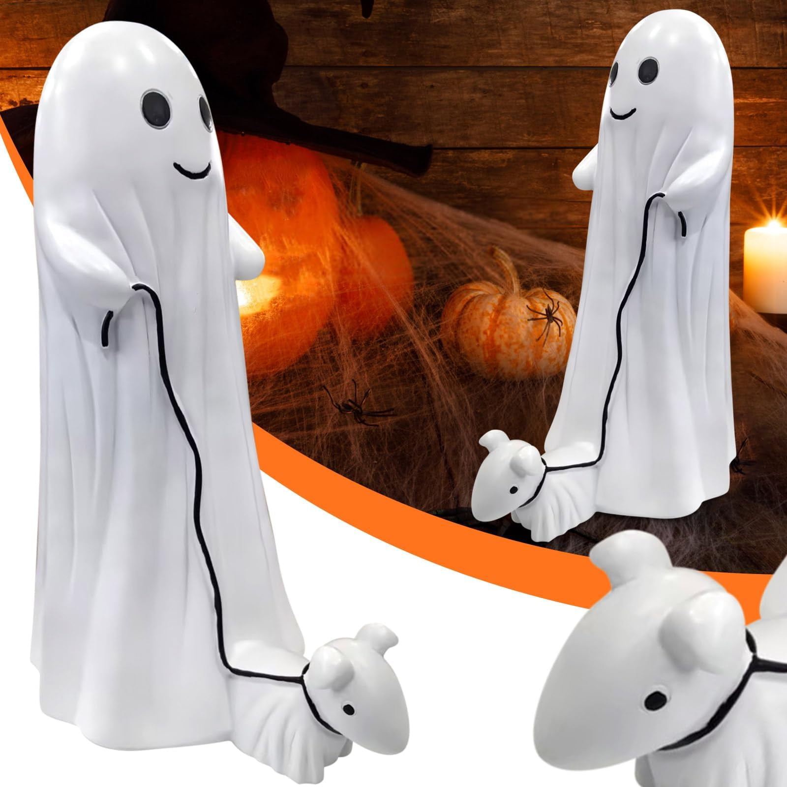 Spooky Ghost Dog Halloween Figurine, Ghost Walking Dog Statue ...