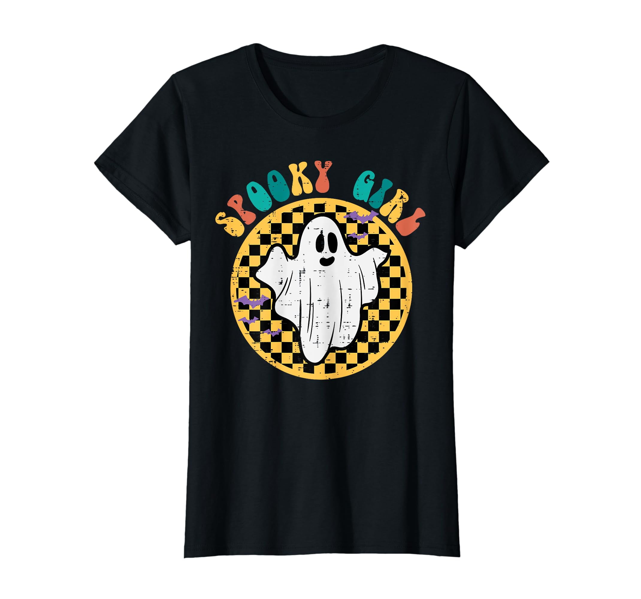 Spooky Ghost Girl Groovy Retro 70s Halloween Costume Women T-Shirt ...