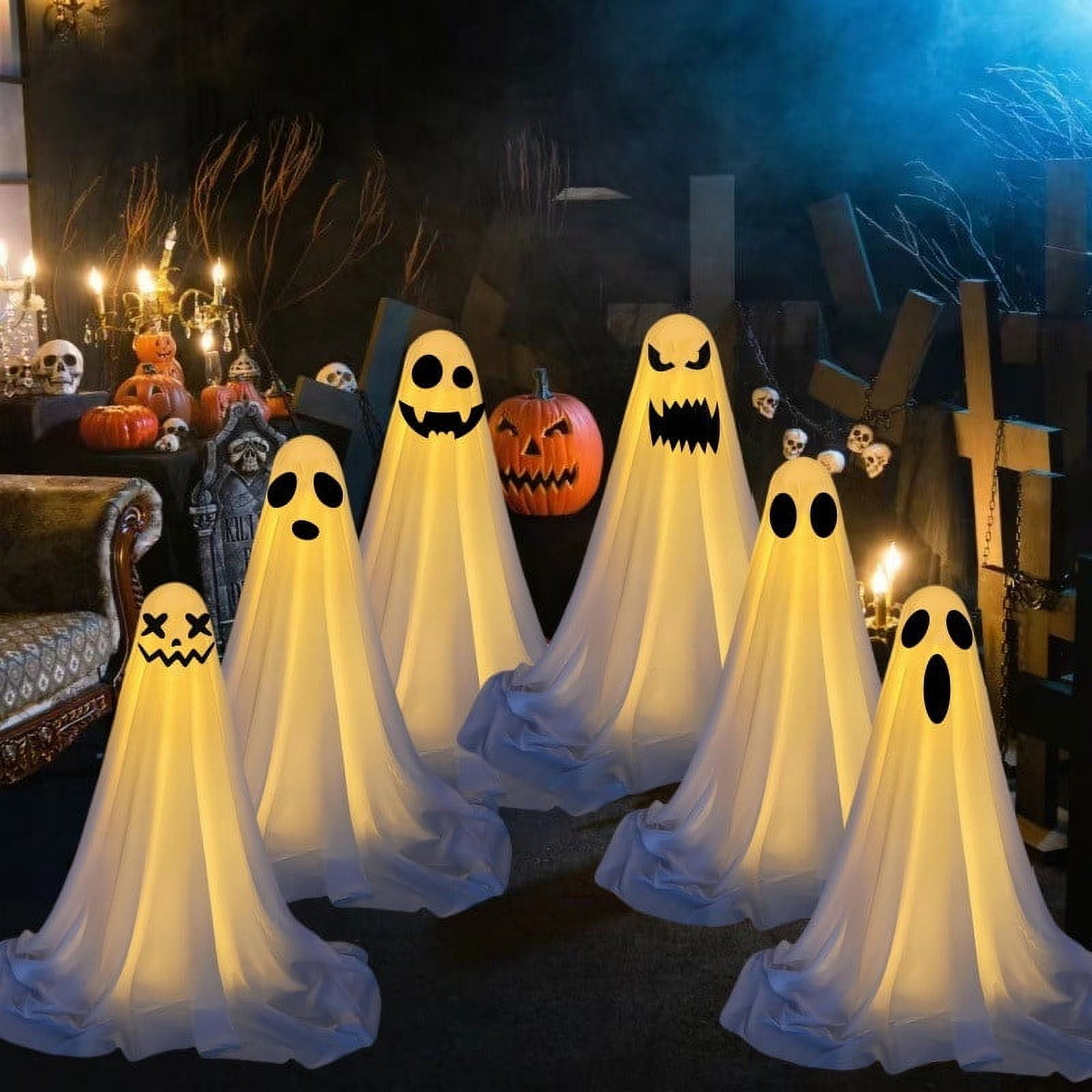 Spooky Ghost Halloween Decor with String Lights Battery Operated-2 ...