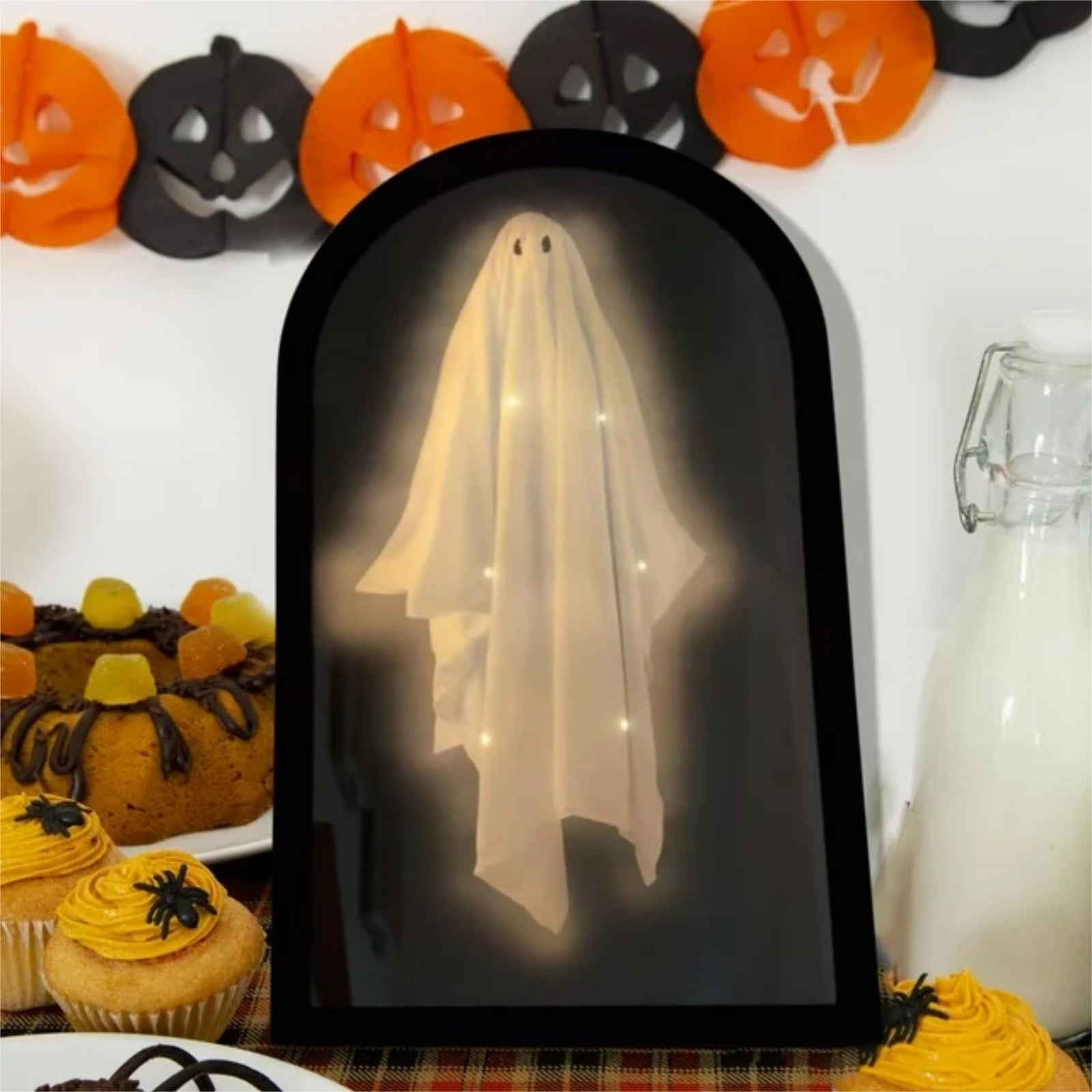 Spooky Ghost Hologram Mirror 2025 Halloween Novelty with Creepy Eyes LED Lit Holographic Effect ...