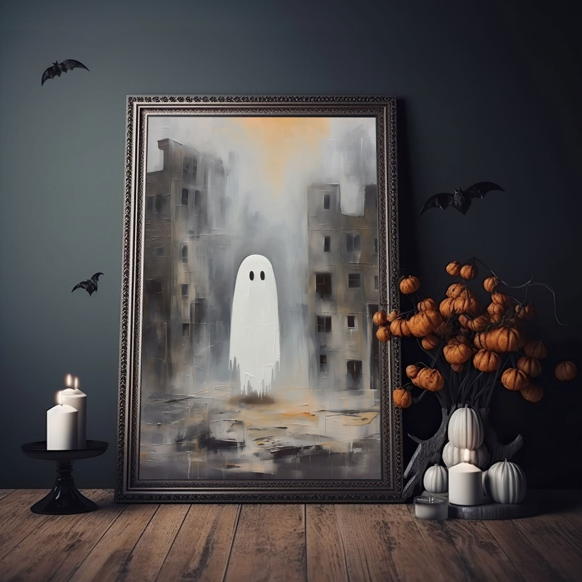 Spooky Ghost In A City, Wall Art Print, Halloween Decor, Ghost Wall Art ...