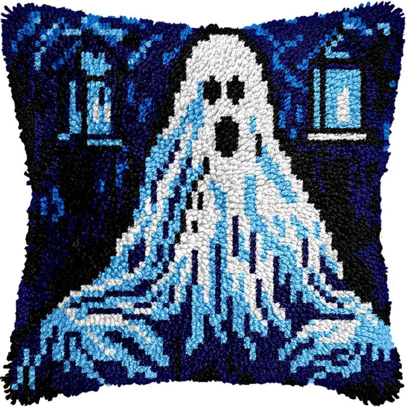 Spooky Ghost Latch Hook Pillows Kits Cushion Pillow Cover with Pattern ...