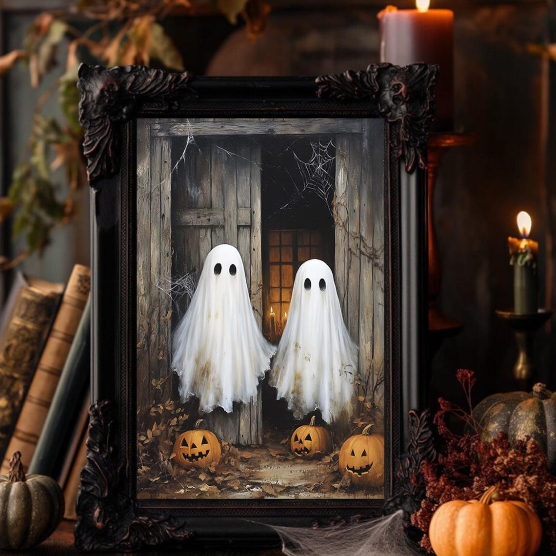 Spooky Ghost Poster Rustic Haunted House Wall Art Home Decor, 8x12 ...