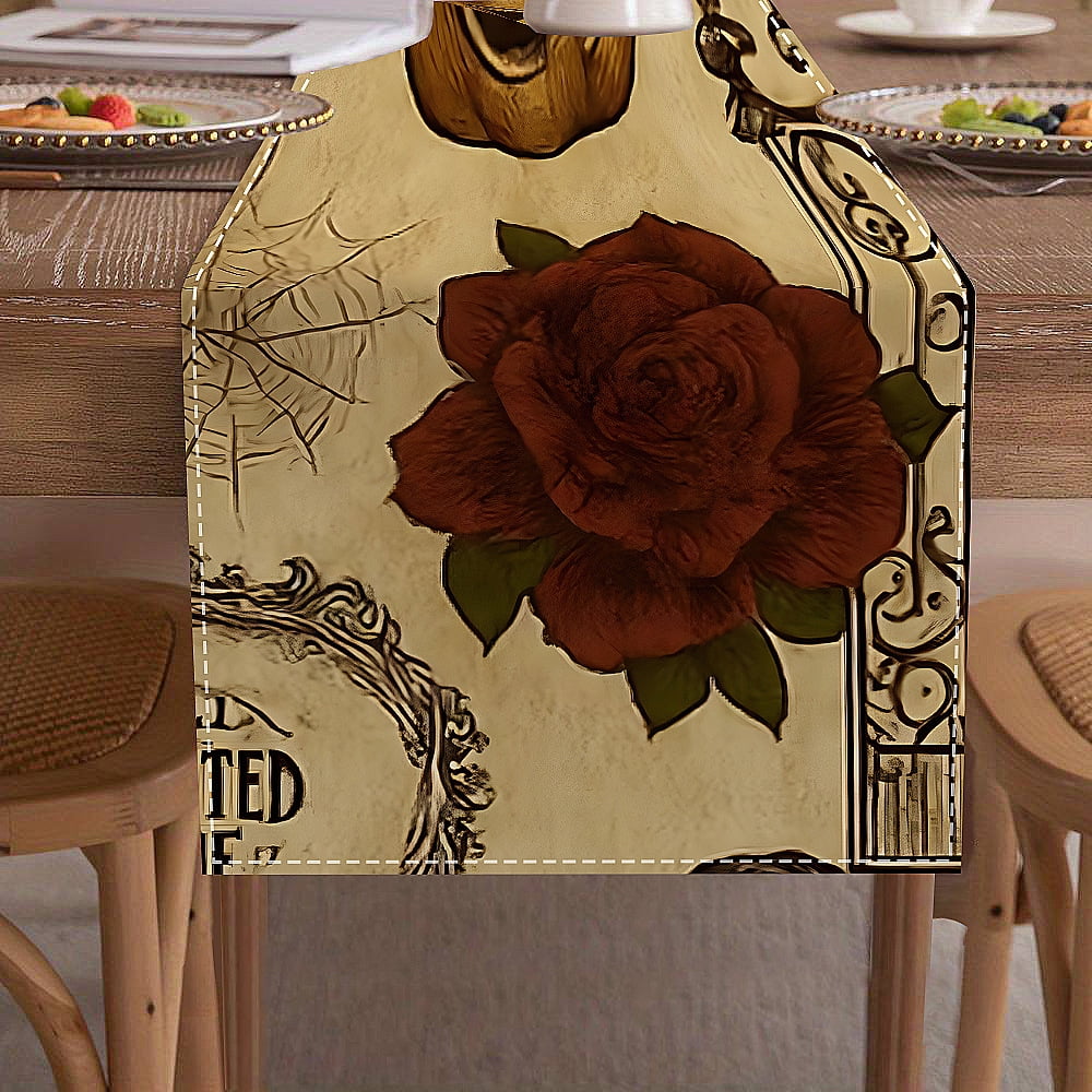 Spooky Ghost Pumpkin Halloween Table Runner, Creepy Halloween Party ...