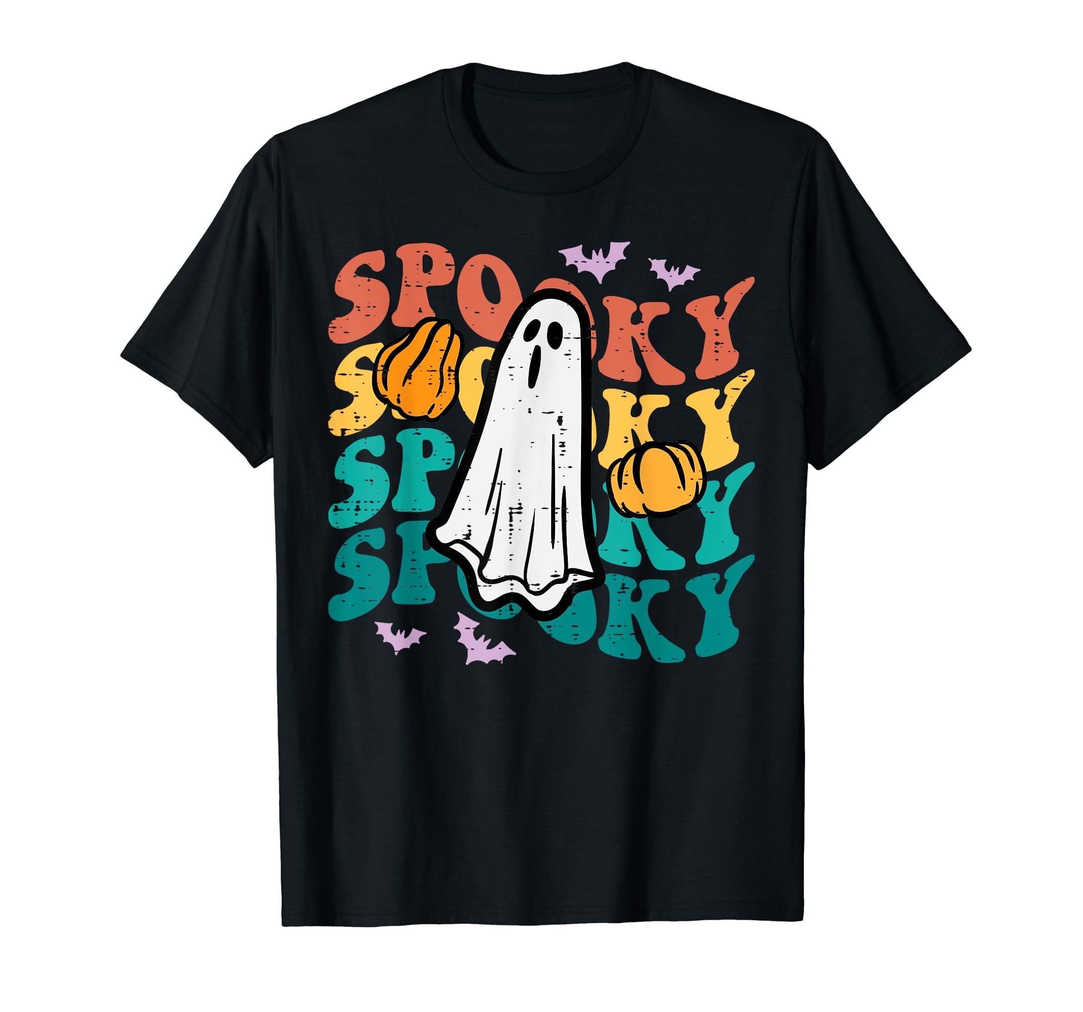 Spooky Ghost Retro Groovy Halloween Costume Men Women Kids T-Shirt ...
