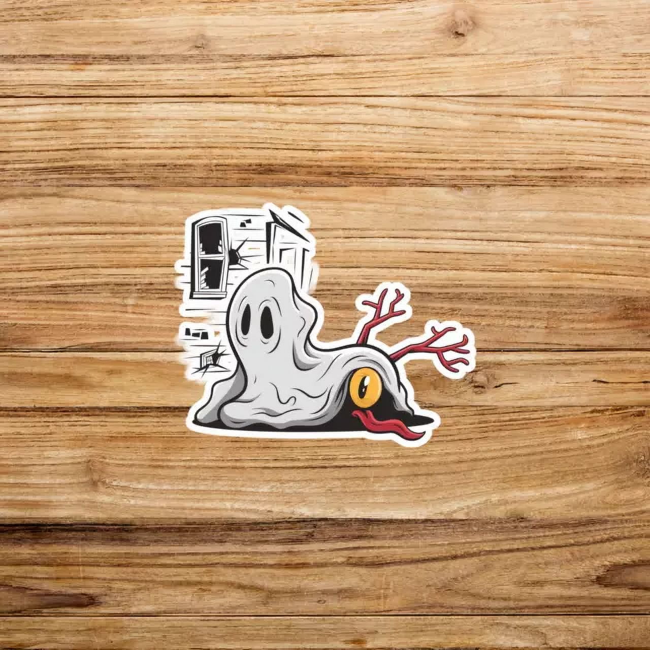 Spooky Ghost Sticker - Haunted House Halloween Decal - Cute Cartoon ...