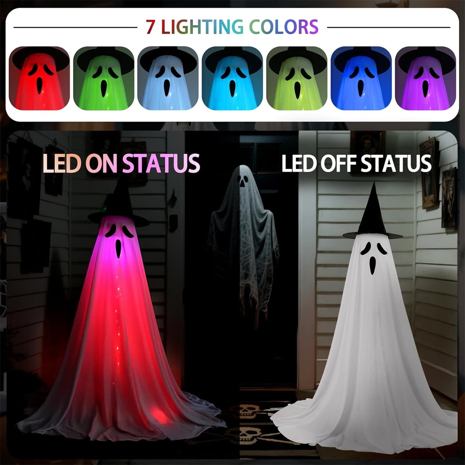 Spooky Ghost String Lights,LED Indoor Outdoor Ghost Lights for ...