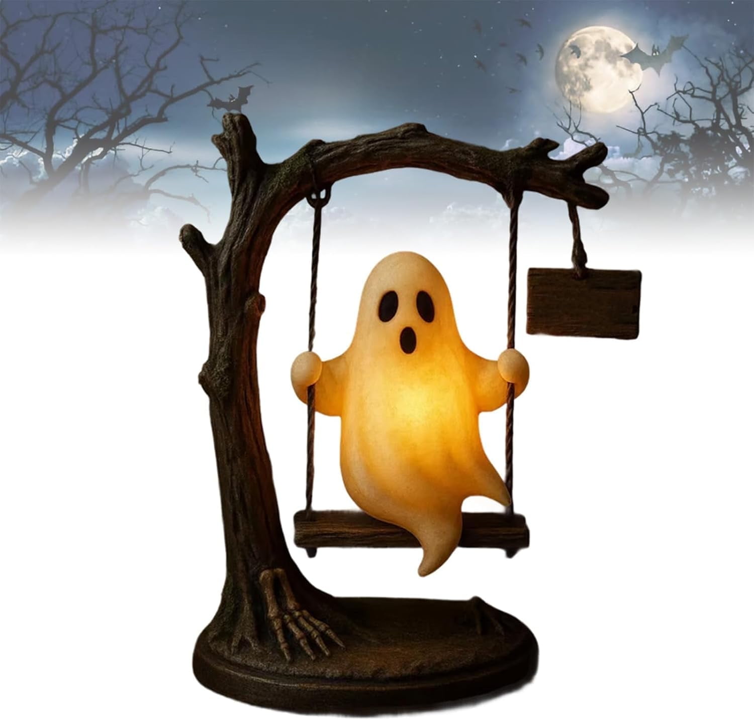 Spooky Ghost Swing Light - Mysterious Hanging Decor for Porch/Garden ...