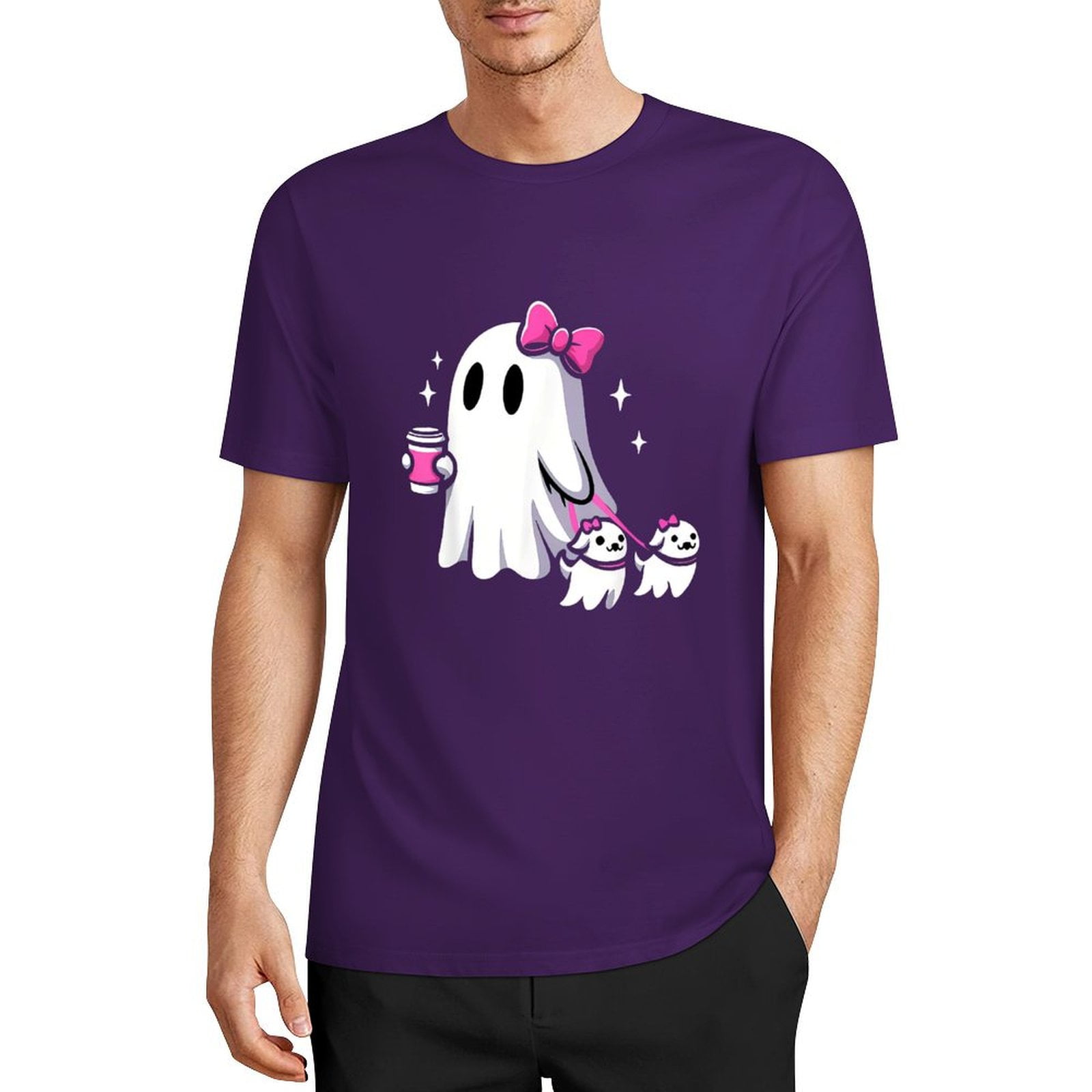 Spooky Ghost Walking Dog short sleeves funny Halloween Cosplay horror ...