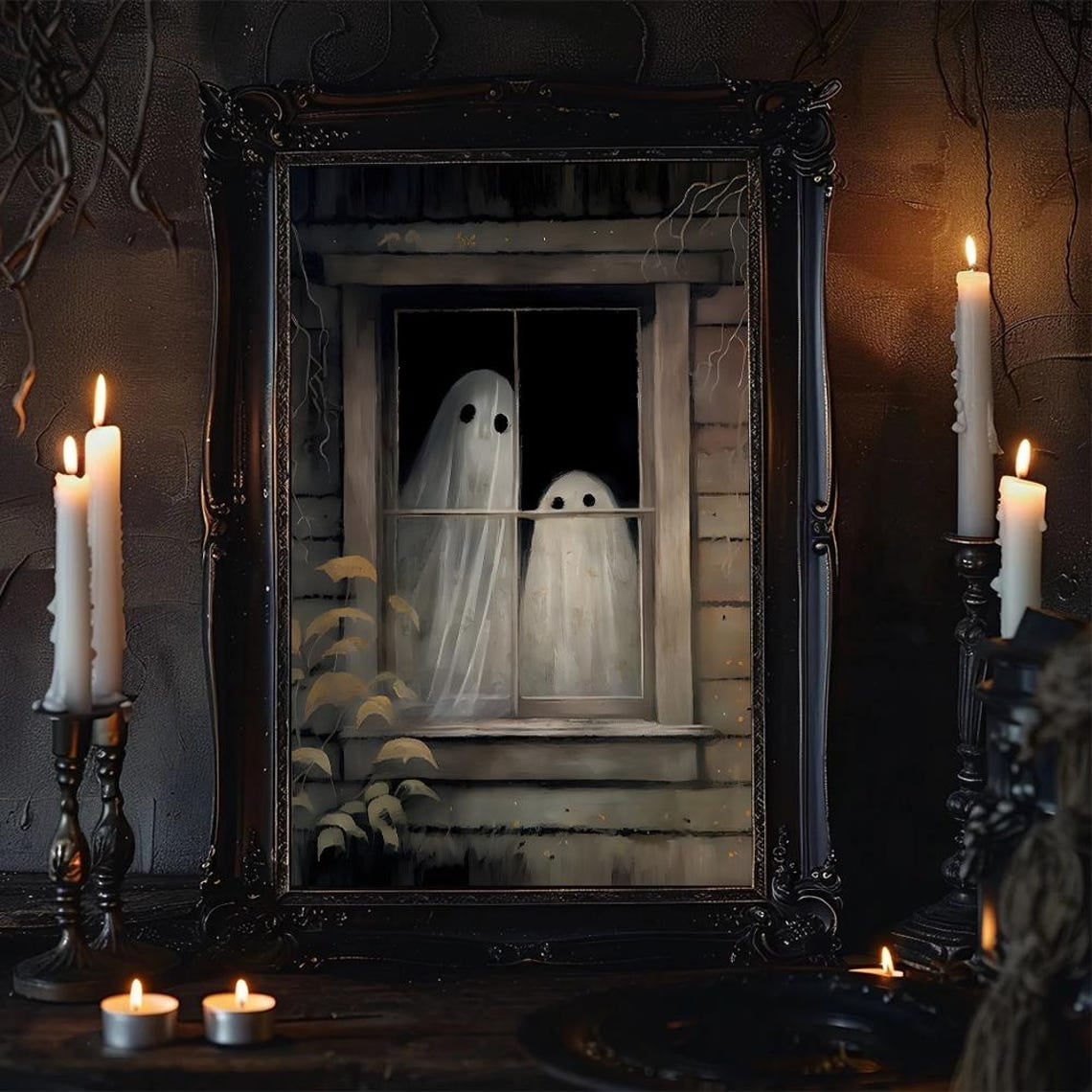 Spooky Ghosts Poster Gothic Window Art Home Decor, 12x18 UNFRAMED ...