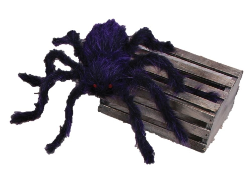 Spooky Giant Fuzzy Posable Halloween Spider 30" Hanging Decoration ...
