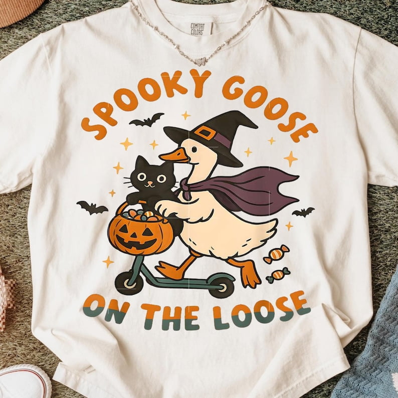 Spooky Goose On The Loose , Witch Silly Goose Animal Halloween ...