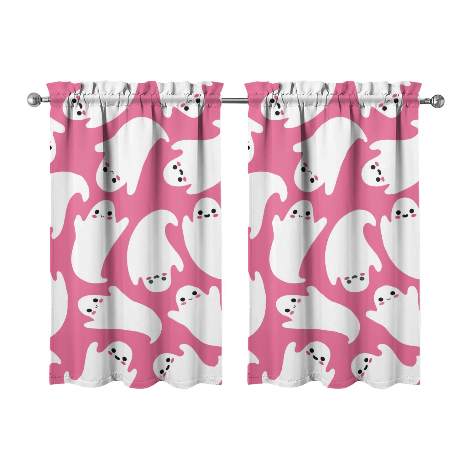 Spooky Gothic Kitchen Curtains Set of 2, with Black Cat and Cobweb ...